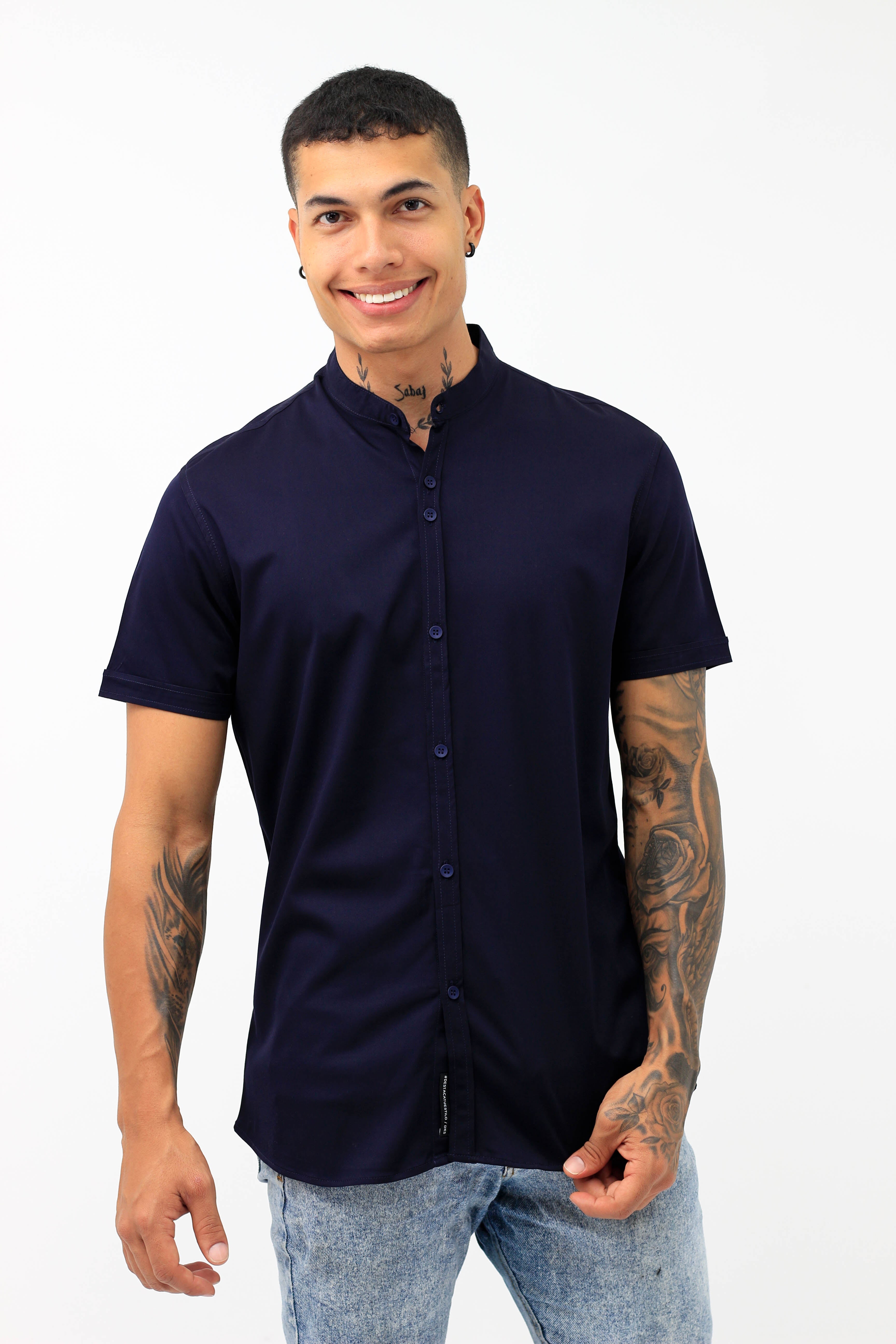 Camisa Manga Corta Unicolor Azul Turquia – PROJECTDM